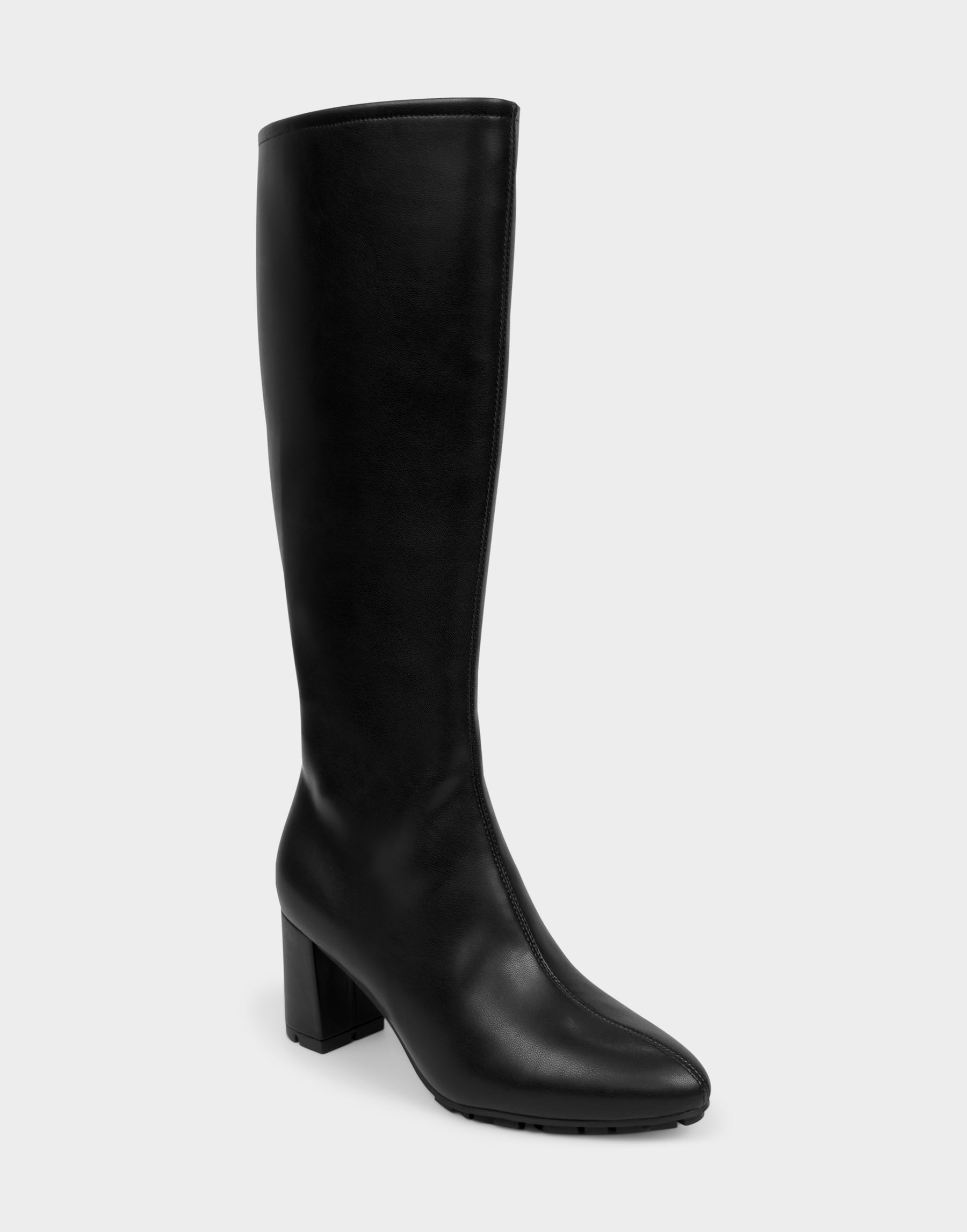 Women's Mid Block Heel Boot in Black Stretch Faux Leather – Aerosoles