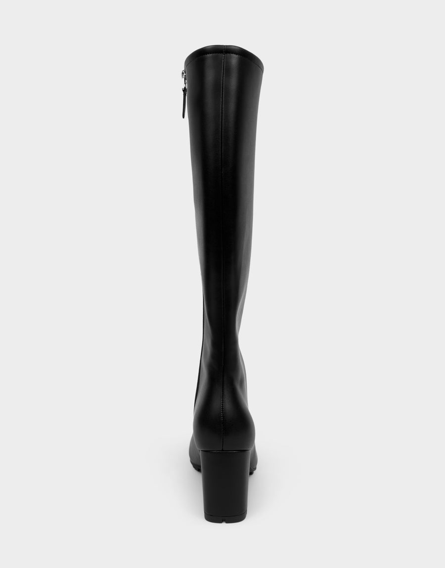 Women's Mid Block Heel Boot in Black Stretch Faux Leather – Aerosoles