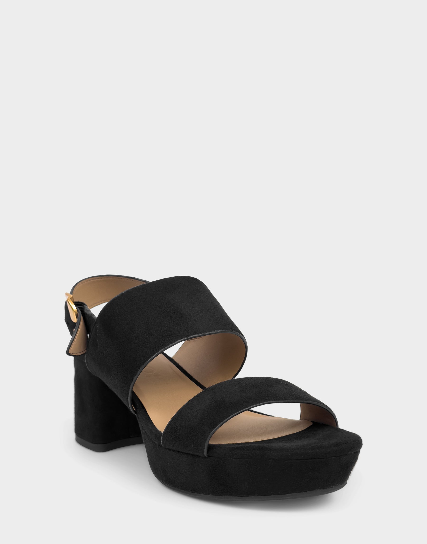 Camera Black Platform Block Heel Sandal with Buckle – Aerosoles