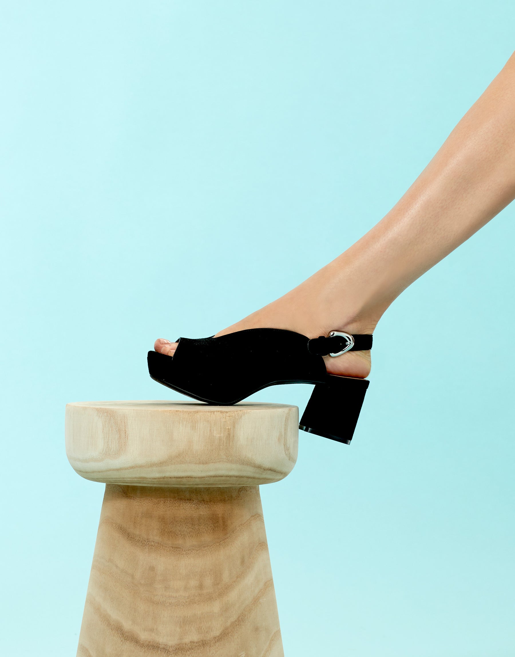 Cornelia Black Suede Peep Toe Platform Sandal – Aerosoles