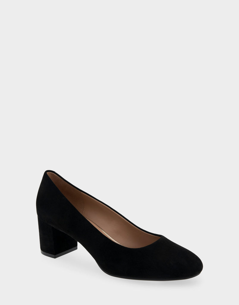 Ebel Black Genuine Suede Mid Heel Pump Aerosoles